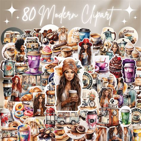 Digital Stickers 80 Coffee Time Goodnotes Stickers Printable Sticker