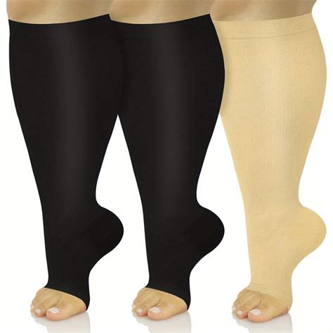 Dekaxid 3 Pairs Plus Size Copper Sports Open Toe Toeless Compression