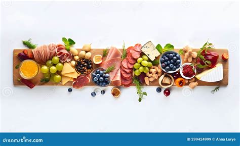 Charcuterie Board With Different Types Of Meats Cheeses And Fruits