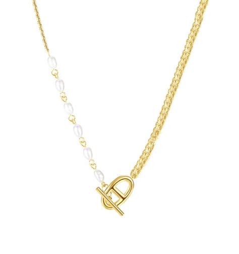 KAYA Sieraden Parelketting Vintage Met Slotje Stainless Steel Goud Bol