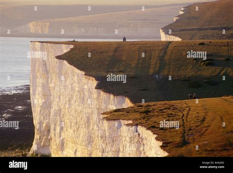 The Seven Sisters Cliffs Near Eastbourne East Sussex England Uk Stock