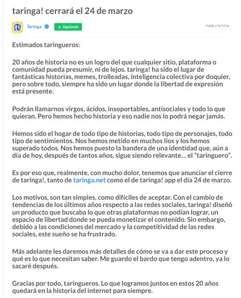 Cierra Taringa La Que Supo Ser La Red Social Más Grande De