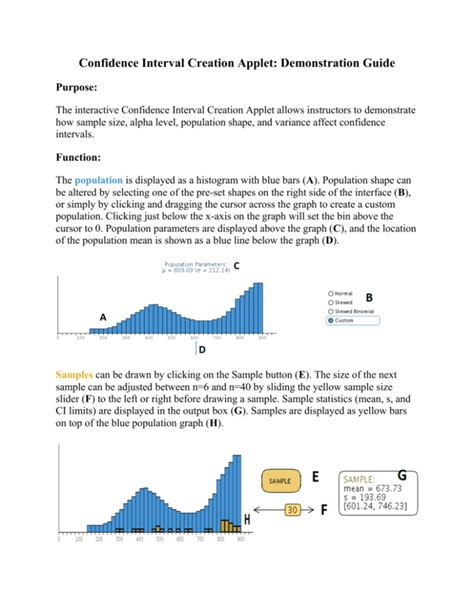 confidence interval creation applet guide