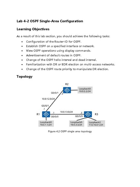 Lab 4 2 Ospf Single Area Configuration Learning Objectives Pdf