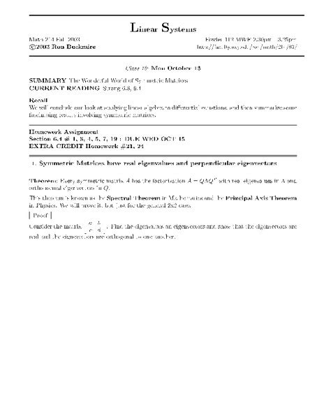 Linear Systems Symmetric Matrices Worksheet For 12th Higher Ed