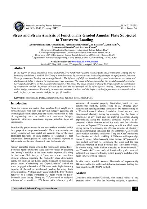 Pdf Stress And Strain Analysis Of Functionally Graded Annular Plate
