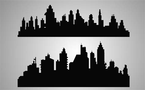 Black City Silhouette Landscape Vector Illustration 2197812 Vector
