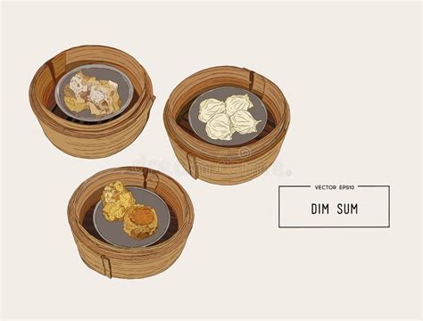Dim Sum Colorful Illustration Vector Illustration Of Chinese Cu Stock