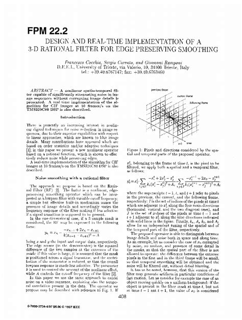 Design And Real Time Implementation Of A 3 D Rational Filter For Edge Preserving Smoothing