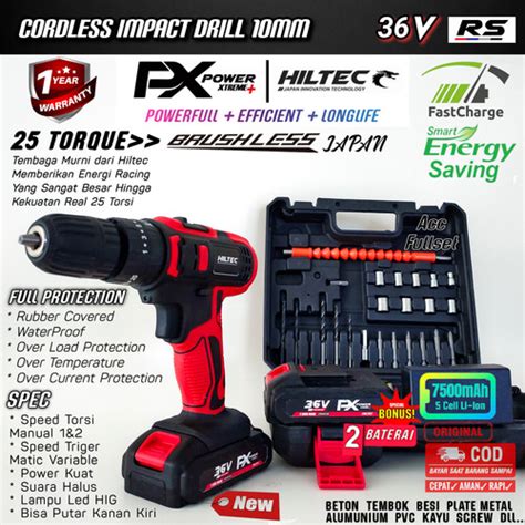 Jual Mesin Bor Fisch Cordless Bor Ces Cas Charger Tanpa Kabel Obeng Listrik 5v Hiltec Screw
