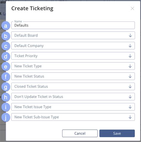 Setting Up Ticketing Defaults Backup Radar