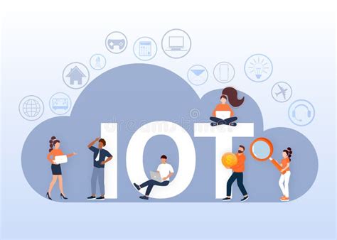 Iot Internet Of Things Devices And Connectivity Concepts On A Network Flat Style With People