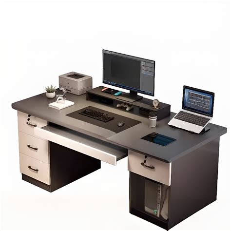Secure Office Computer Desk With Lockable Drawer Keyboard Tray And