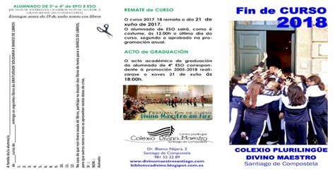 Acto De GraduaciÓn · O Alumnado De Eso Sairá Como é Costume ás 1200h