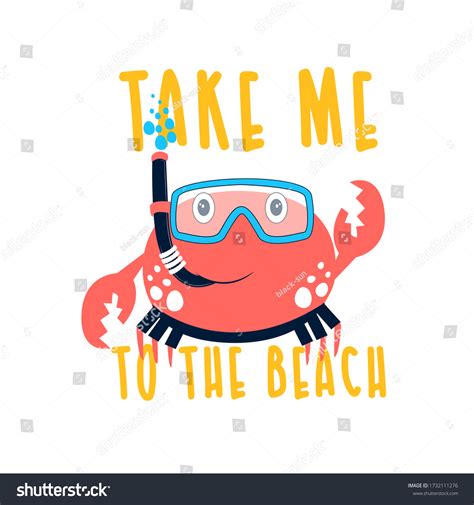 Crab Print Design Slogan Vector Illustration Stock Vector Royalty Free