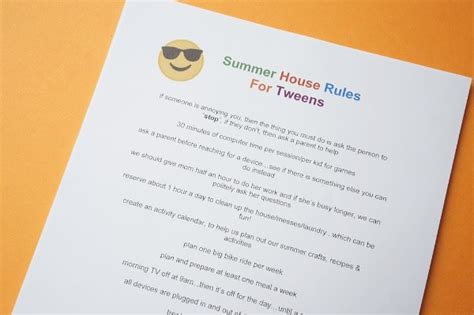 Creating Summer House Rules For Tweens A Free Printable