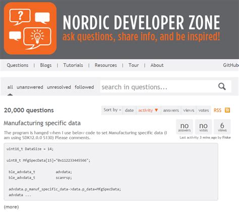 manufacturing specific data nordic qanda nordic devzone nordic devzone