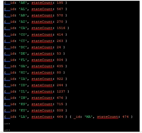 1 write the mongodb command that finds the states