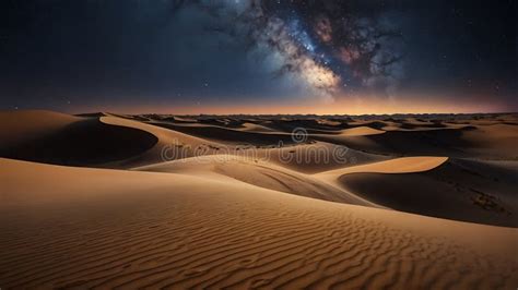Desert Sands Underneath A Starry Night Sky Stock Illustration