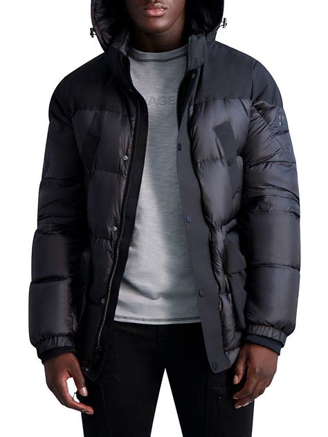 Karl Lagerfeld Hooded Puffer Jacket In Black For Men Lyst