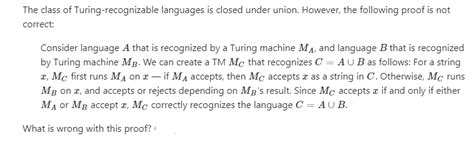 Solved The Class Of Turing Recognizable Languages Is Closed