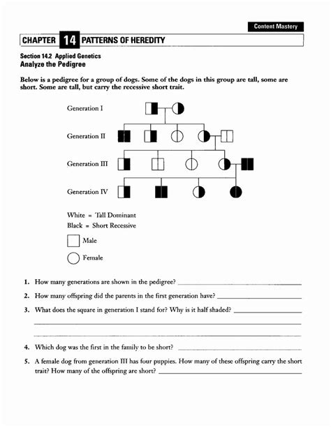 Human Pedigree Genetics Worksheet