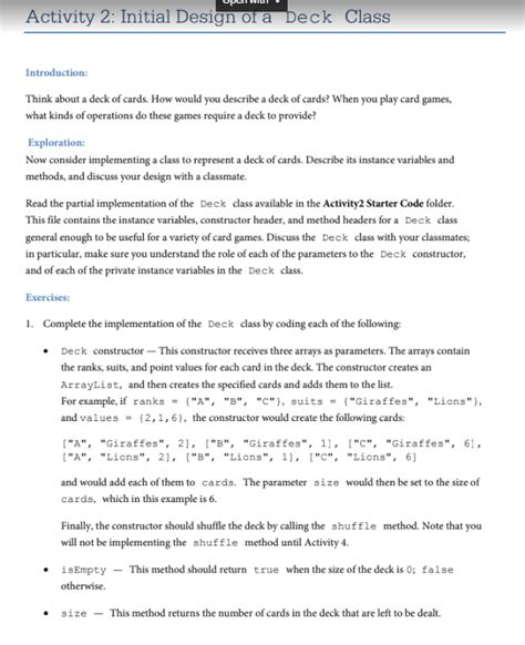 Solved Activity Design And Create A Card Class Chegg