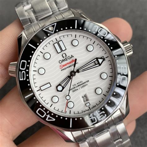 OM Factory Replica Omega Seamaster Diver 300m Black Ceramic Bezel White