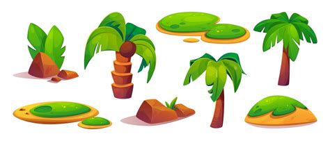 Free Vector Palm Trees And Islands Set