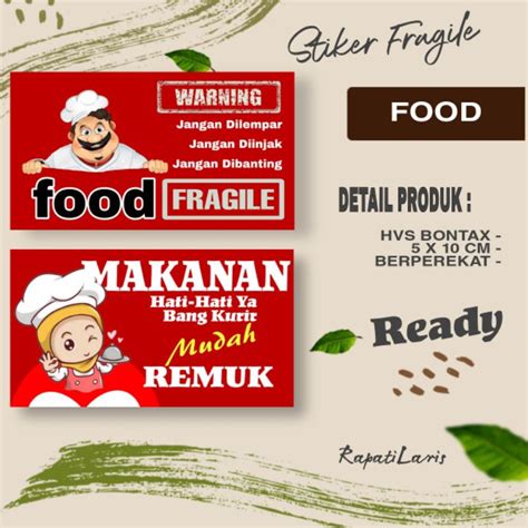 Jual Stiker Label Fragile Makanan Food Shopee Indonesia
