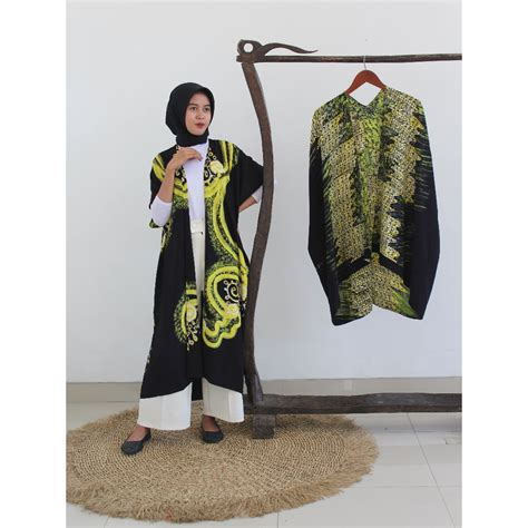 Jual Ozzy Batik Pekalongan Outer Lowo Warna Hitam Hijau Shopee Indonesia