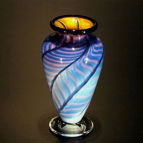 The Glass Forge Vase Shown In Topaz Purple And Blue Feather Artistic