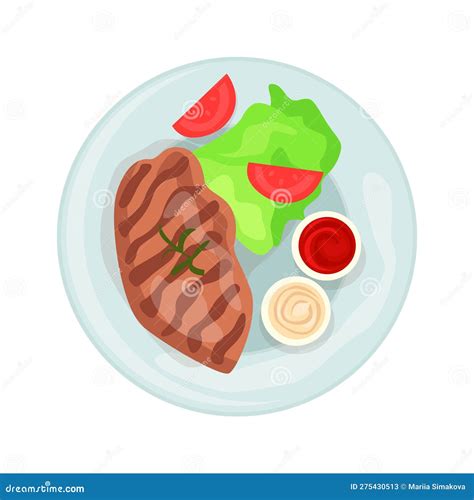 Beef Steak Illustration In Color Cartoon Style Editable Vector Graphic