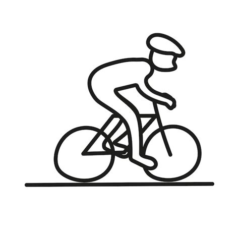 Un Dibujo Lineal En Blanco Y Negro De Un Hombre Montando En Bicicleta