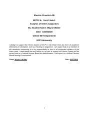 ESET111L Unit 3 Lab 1 Report Docx Electric Circuits LAB EET111L Unit 3 Lab 1 Analysis Of