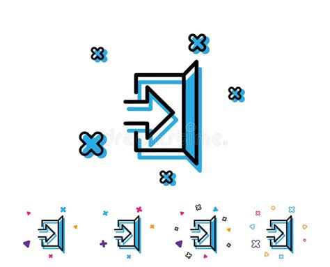 Exit Line Icon Open Door Sign Neon Light Glow Effect Vector Stock Vector Illustration Of