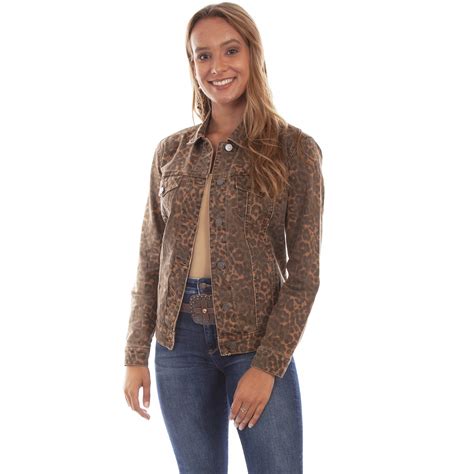 Pungo Ridge Scully Honey Creek Leopard Denim Jacket Honey Creek