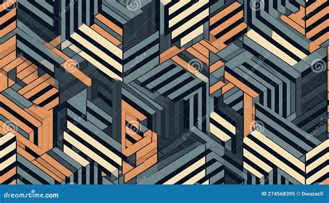 Seamless Isometric Geometric Tile Pattern Generative Ai Stock Illustration Illustration Of