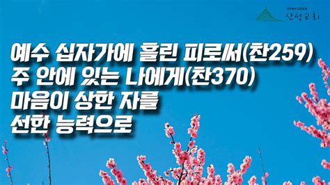 예수 십자가에 흘린 피로써 찬259 주 안에 있는 나에게 찬370 마음이 상한 자를 선한 능력으로 산성찬양 Youtube