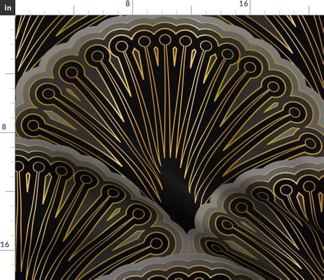 Art Deco Overlapping Fan Scalloped Fabric Spoonflower