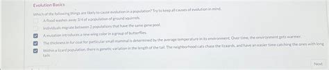 Solved Evolution Basicswhich Of The Following Things Are