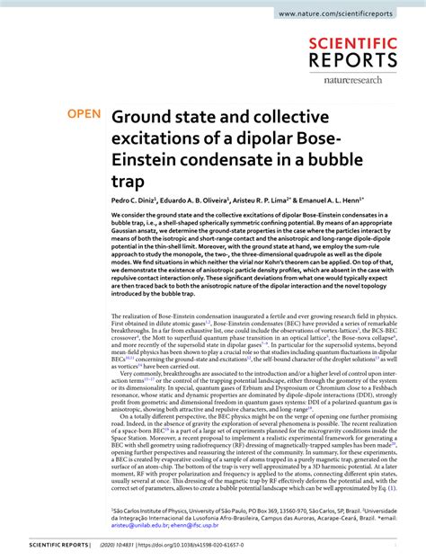 Pdf Ground State And Collective Excitations Of A Dipolar Bose Einstein Condensate In A Bubble Trap