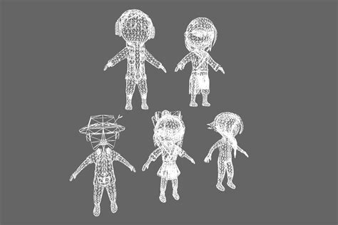 Low Poly Casual Humanoids Fantasy Characters Pack D Model By