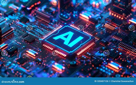 Glowing Chip With Ai Letters Concept Of Artificial Intelligence