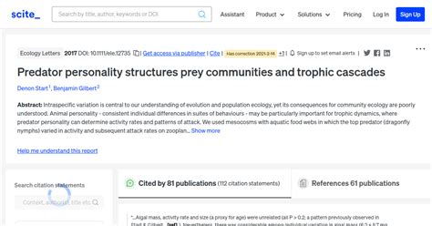 Predator Personality Structures Prey Communities And Trophic Cascades
