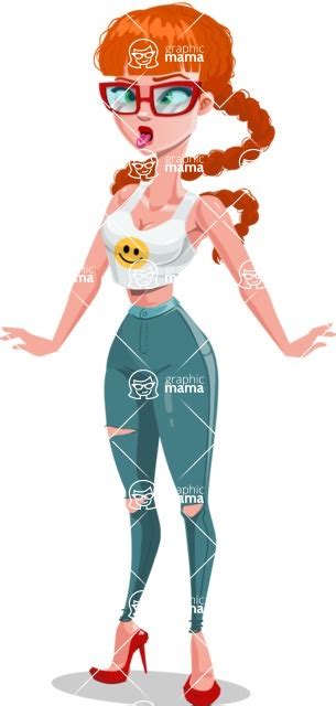 Modern Style Teenage Girl Cartoon Character Making Funny Face