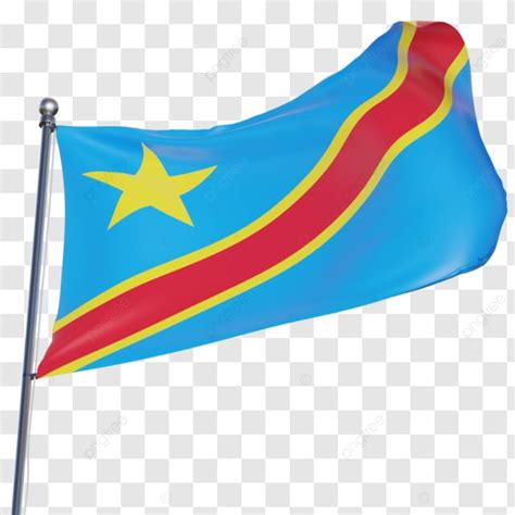 포스트와 함께 흔드는 콩고 민주 공화국 국기 기둥으로 흔드는 콩고 민주 공화국 국기 펄럭이는 콩고민주공화국 국기 투명하게 물결치는 콩고민주공화국 국기 Png 일러스트