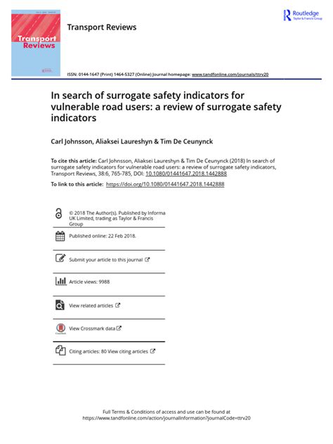 In Search Of Surrogate Safety Indicators For Vulnerable Road Users A