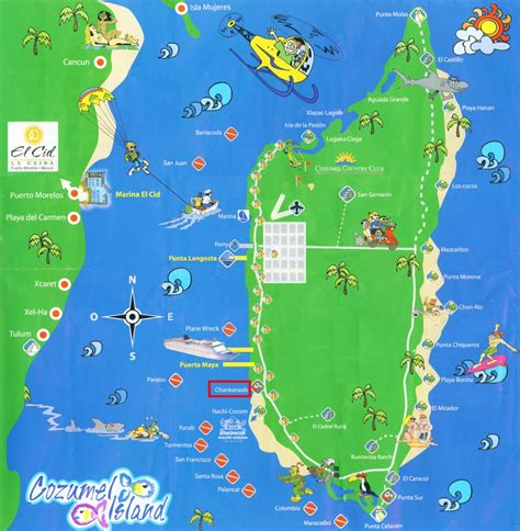 Cozumel Island Tourist Map Cozumel Island Mappery