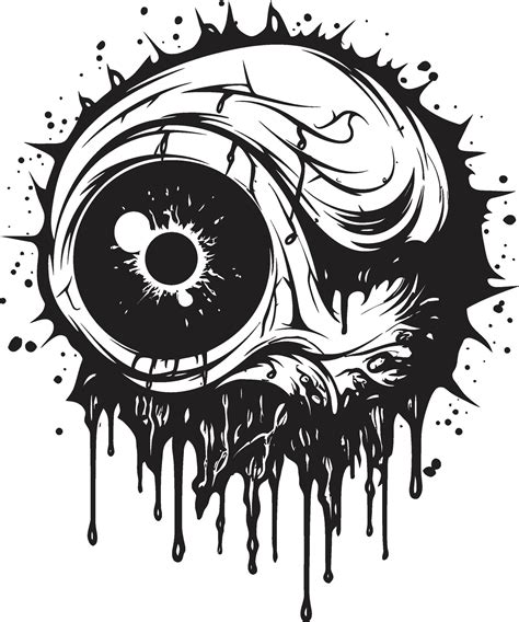 Eerie Zombie Eye Black Vector Horror Emblem Sinister Gaze Creepy Scary